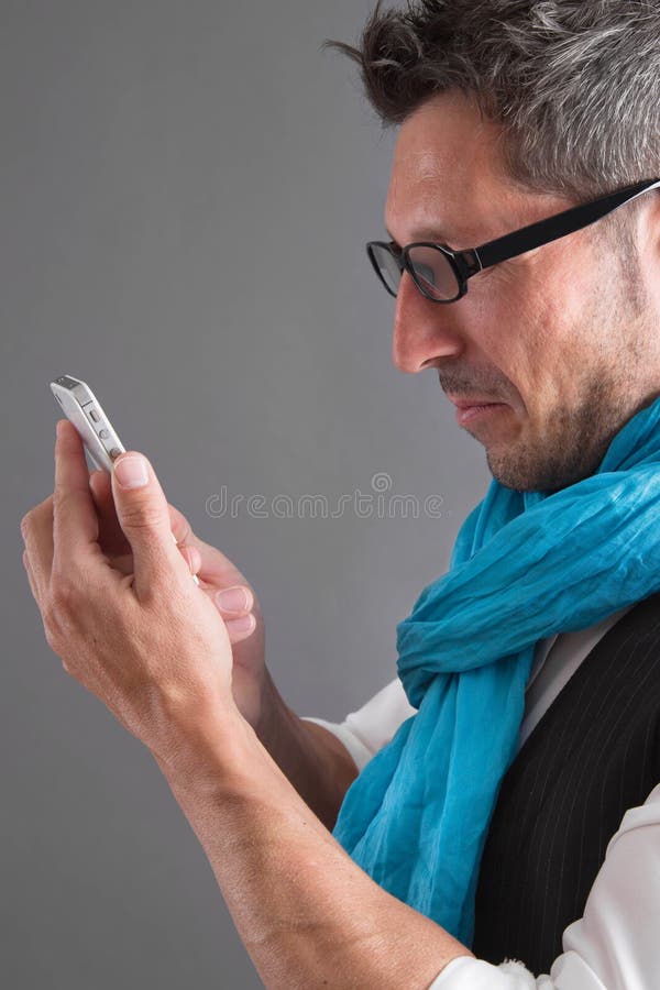 Man reading a message stock photo. Image of read, inform - 35355510