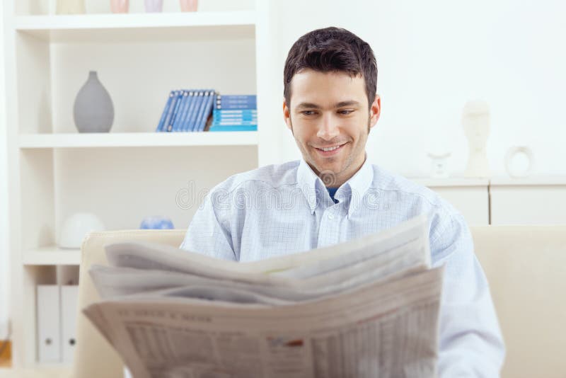 Man reading newspaper stock image. Image of businesspeople - 11412309