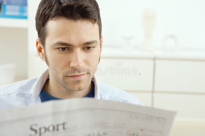 Man reading newspaper stock photo. Image of handsome - 11775290