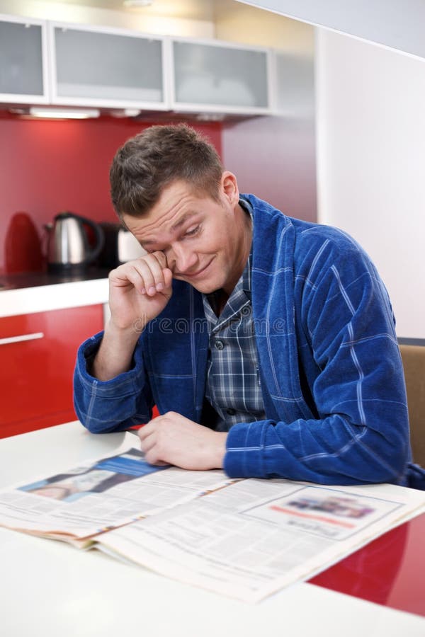 Man reading newspaper stock image. Image of happy, adult - 53756819