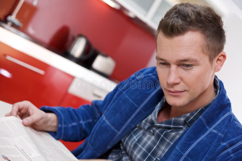 Man reading newspaper stock photo. Image of portrait - 53757204