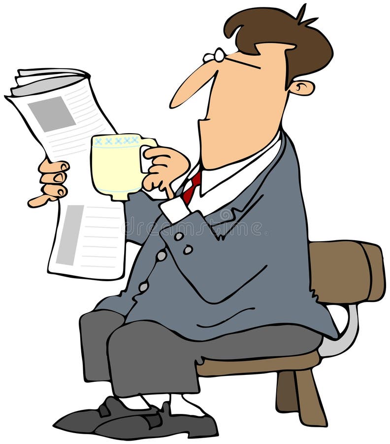 Man Reading a Newspaper stock illustration. Illustration of male - 25035163