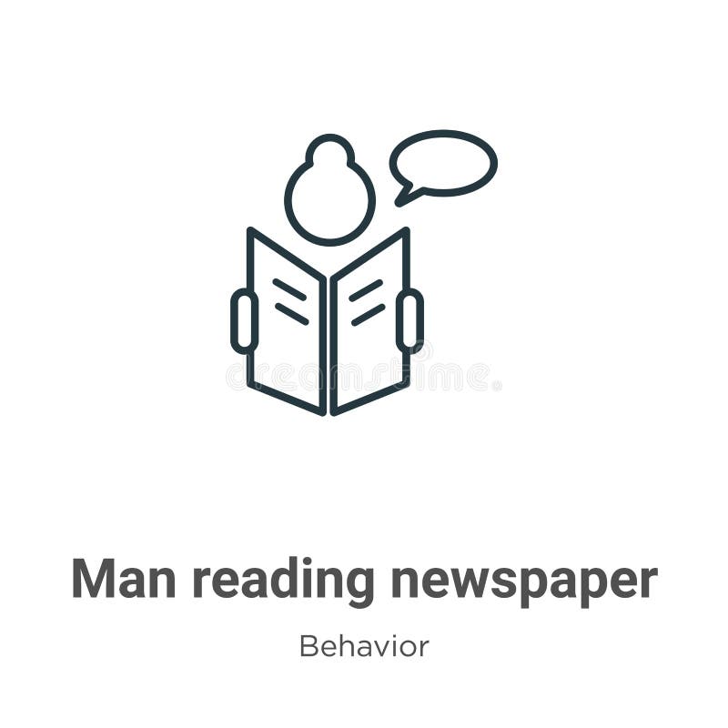 Man Reading Newspaper Outline Vector Icon. Thin Line Black Man Reading ...