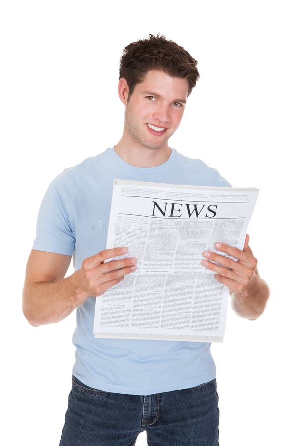Man Reading Newspaper stock photo. Image of analyze, paper - 58563692