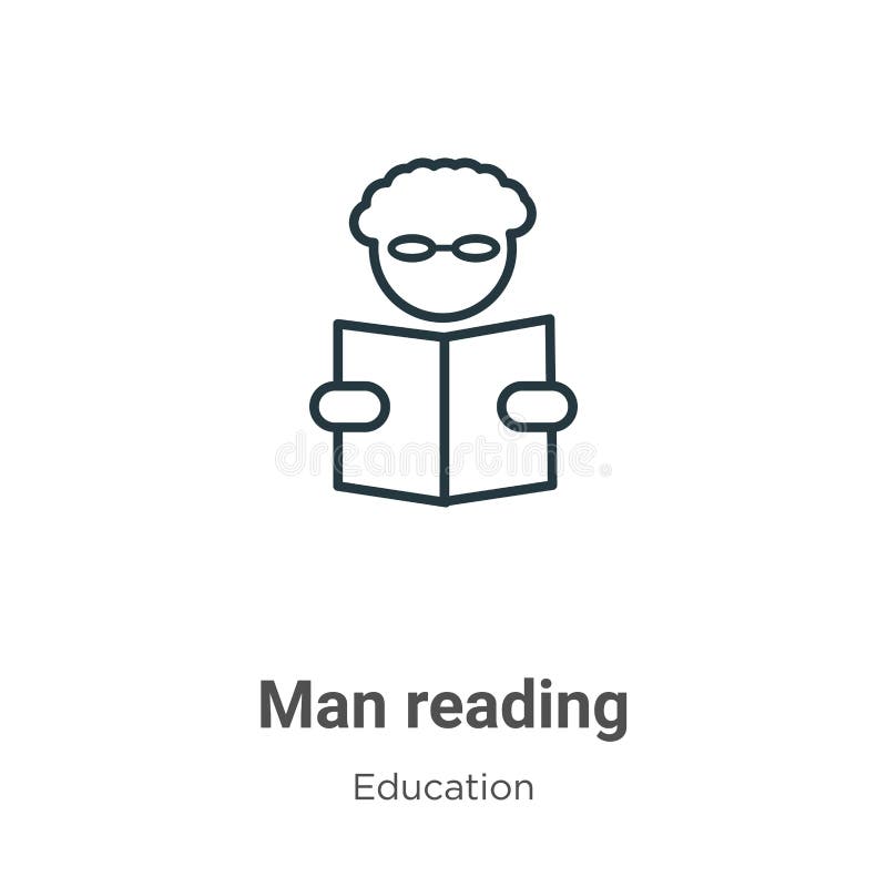 Man Reading Outline Vector Icon. Thin Line Black Man Reading Icon, Flat ...