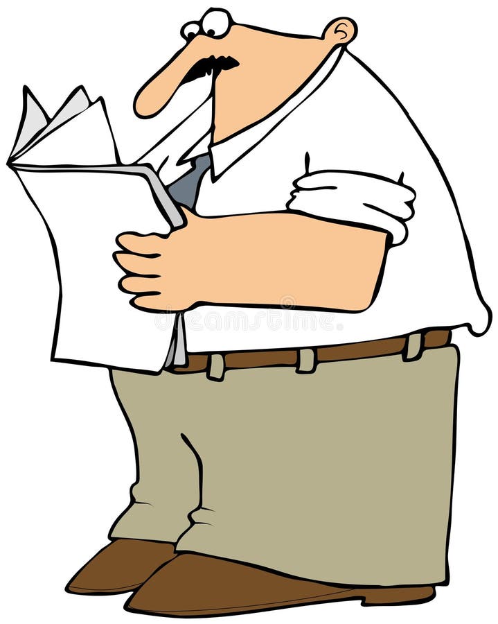 Reading the Paper stock illustration. Illustration of newspaper - 2100961