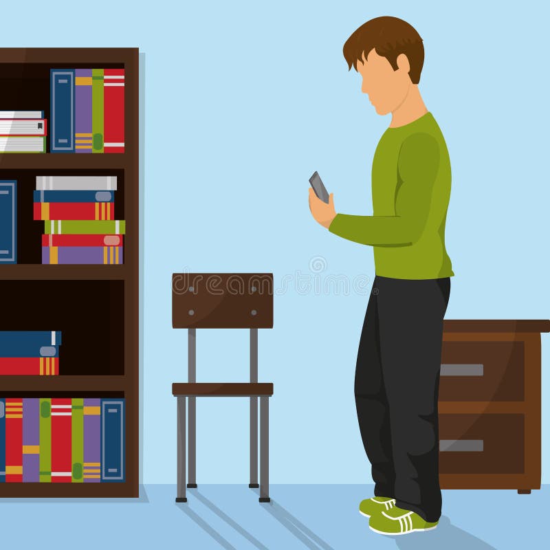 Man Reading in Smartphone Design Stock Vector - Illustration of ...