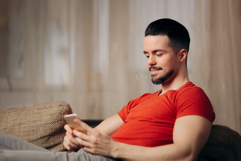 Man Reading Text Messages on His Smartphone Stock Photo - Image of ...