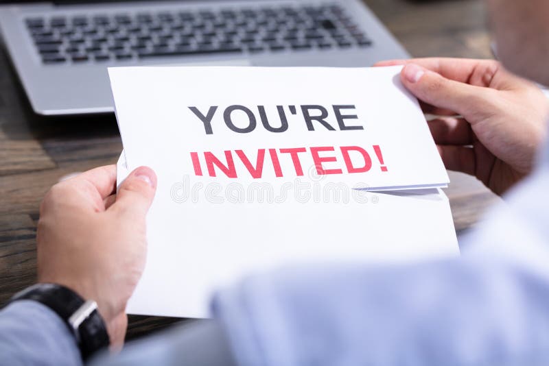 Man Reading You are Invited Mail Stock Photo - Image of businessman ...