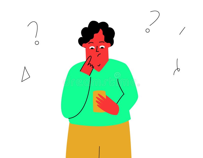 A Man Reads a Message on His Phone. a Man with a Puzzled, Questioning ...