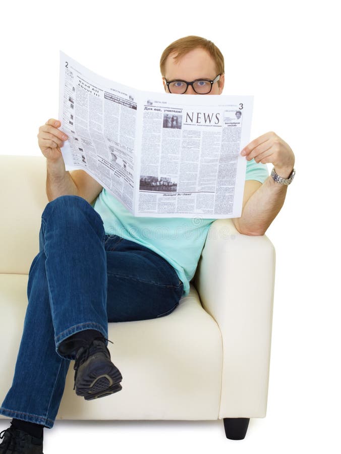 Man Reads the News in the Newspaper Stock Image - Image of cutout ...