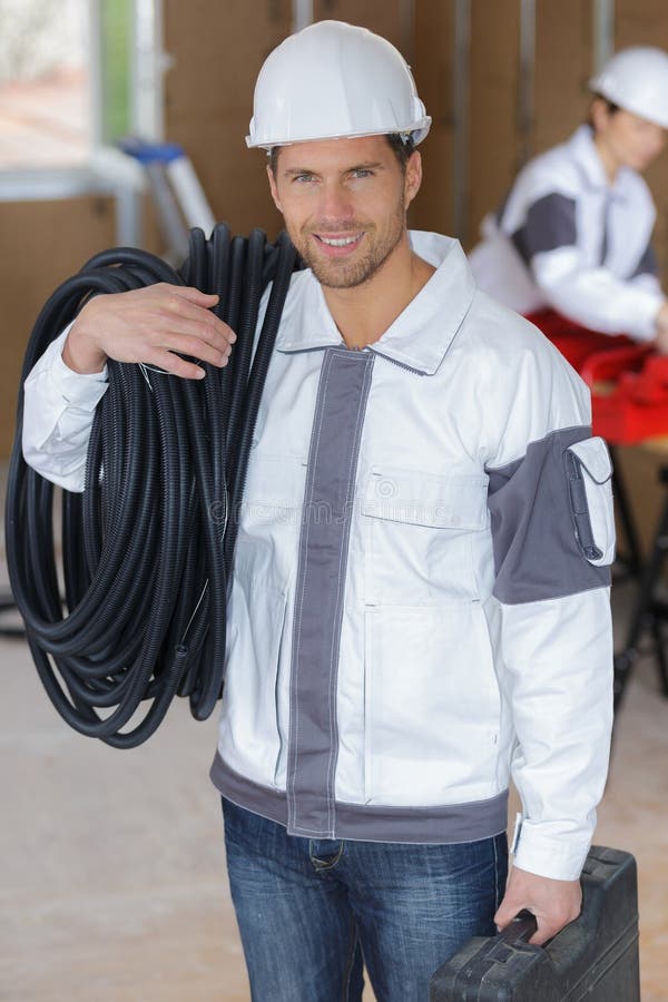 Man Ready for Doing Electrical Repairs Stock Image - Image of cables ...