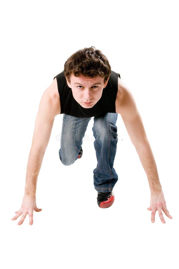 Man ready to run stock photo. Image of pose, ready, studio - 7931714