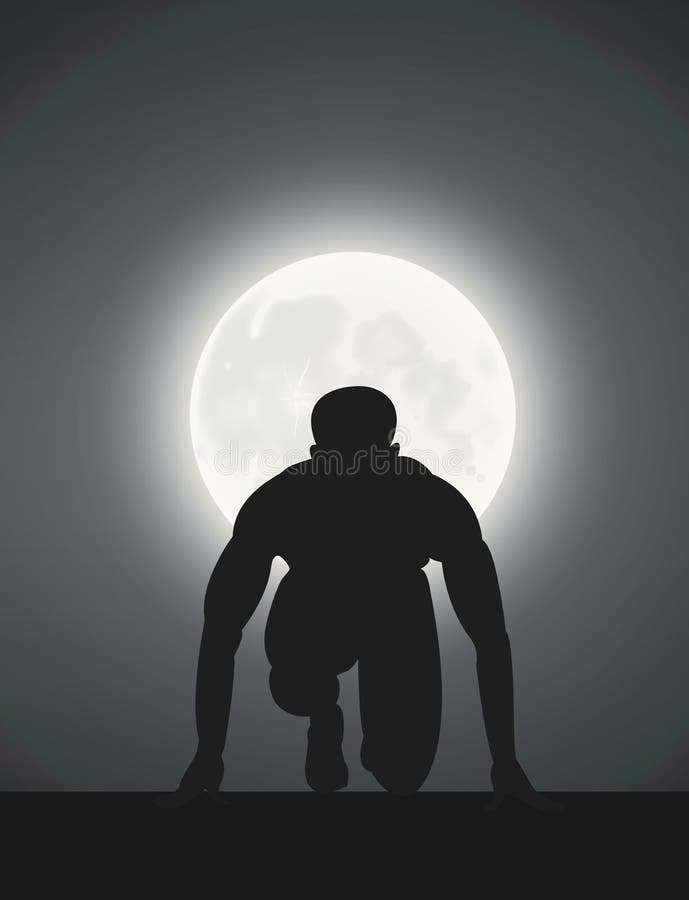 Running to the moon stock illustration. Illustration of evening - 24434688