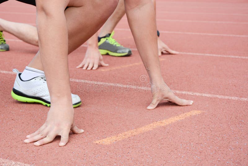 Man Ready To Run on the Running Track Stock Photo - Image of starting ...