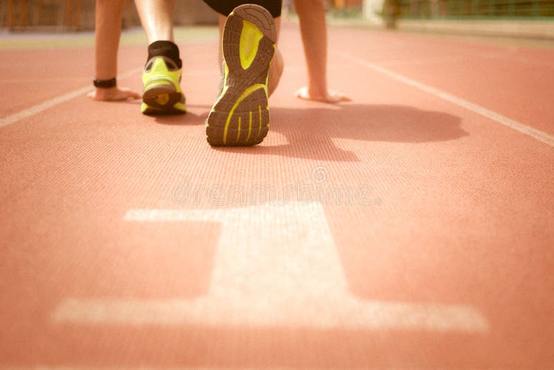Man Ready To Run on the Track Stock Photo - Image of power, runner ...