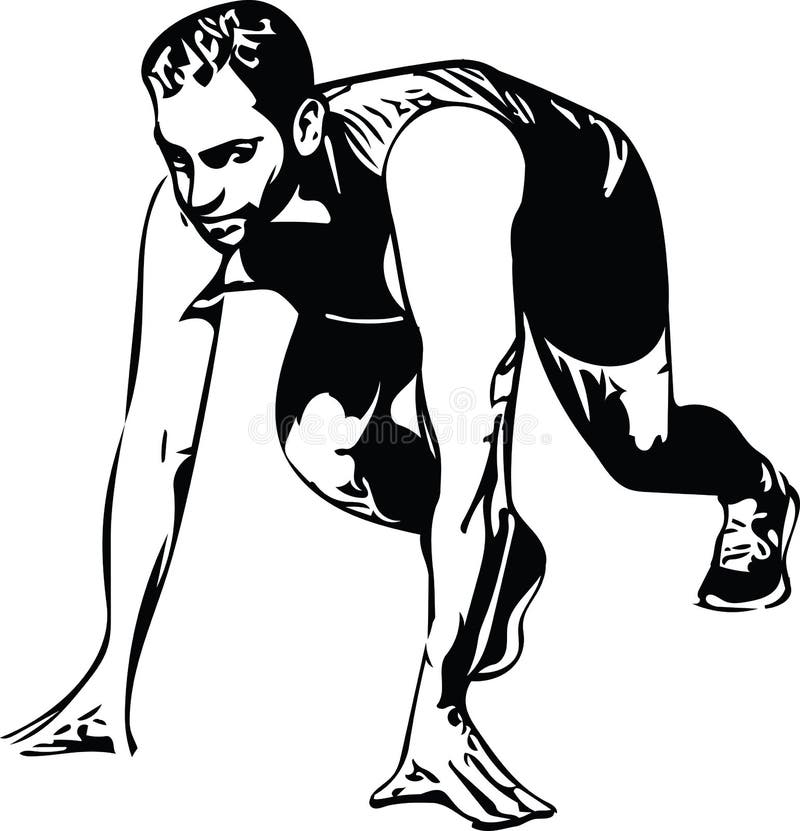 Man Ready To Run on the Track Stock Vector - Illustration of race ...