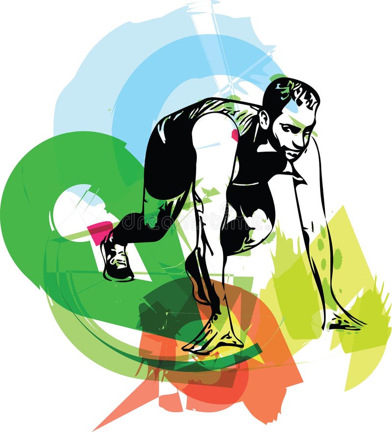 Man Ready To Run on the Track Stock Vector - Illustration of race ...