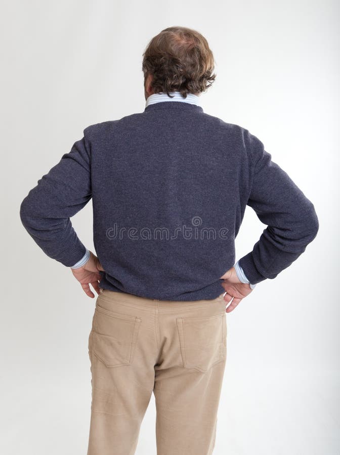 Man Rear View Hands on Hips Stock Photo - Image of caucasian, beard ...