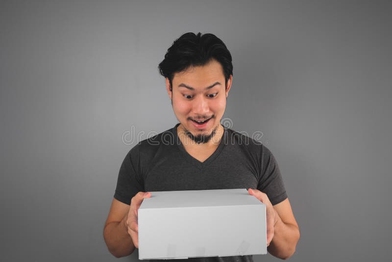 Man received his box. stock photo. Image of adult, satisfaction - 61204300