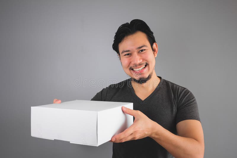 Man received his box. stock image. Image of handsome - 61204327
