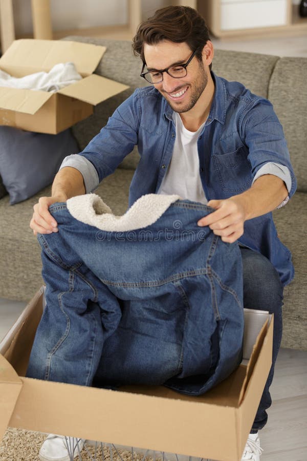 Man Receiving Empty Parcel with Stolen Goods Stock Photo - Image of ...