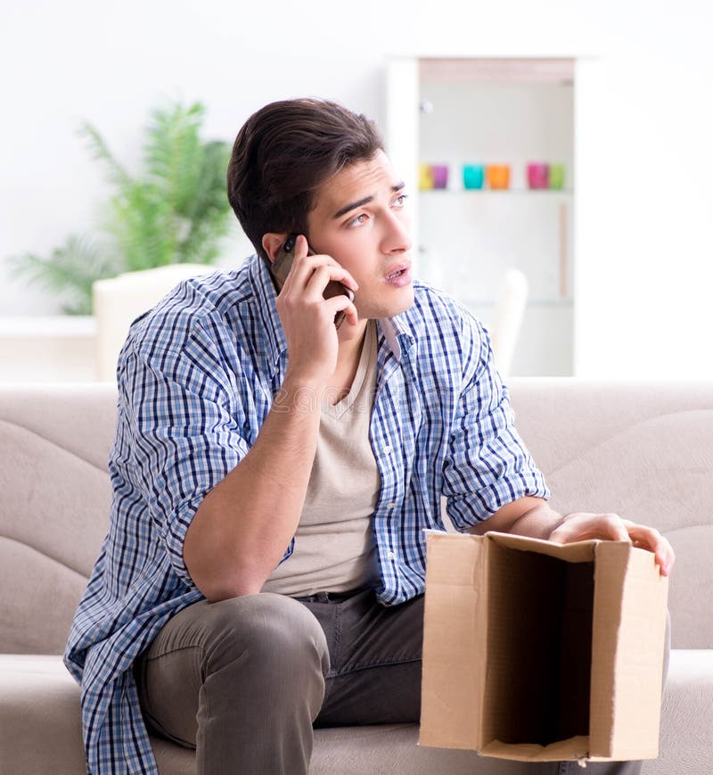Man Receiving Empty Parcel with Stolen Goods Stock Image - Image of ...