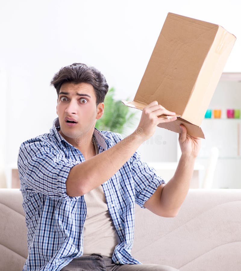 Man Receiving Empty Parcel with Stolen Goods Stock Image - Image of ...