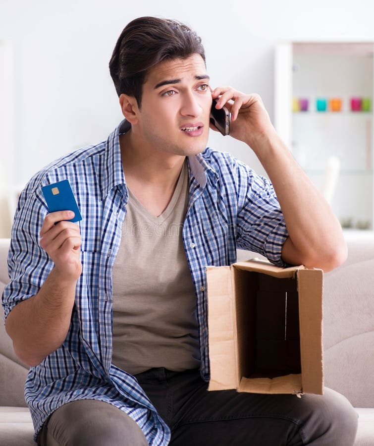 Man Receiving Empty Parcel with Stolen Goods Stock Image - Image of ...
