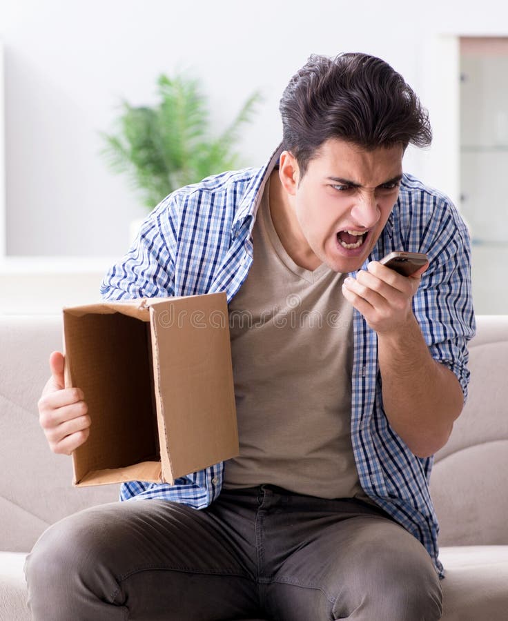 Man Receiving Empty Parcel with Stolen Goods Stock Photo - Image of ...