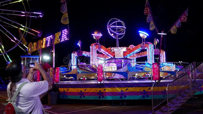 Carnival Rides at Fourth of July Celebration Stock Footage - Video of ...