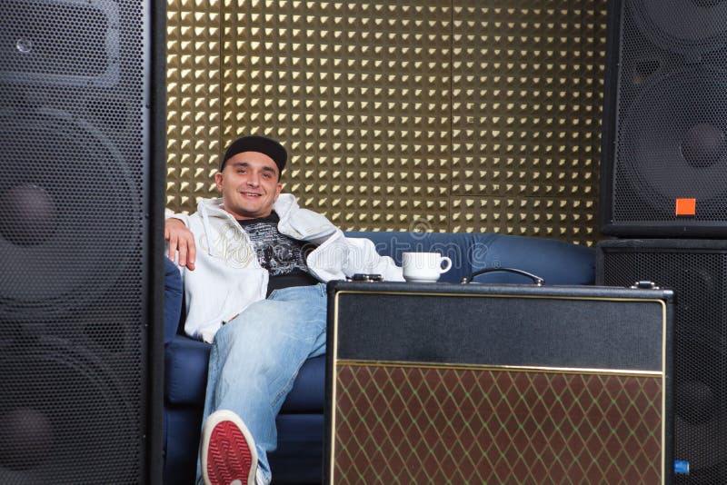 Man in recording studio stock photo. Image of audio, indoor - 14804376