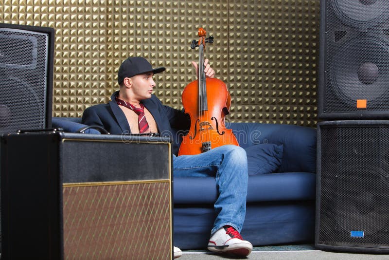 Man in the music studio stock image. Image of sampler - 9395105