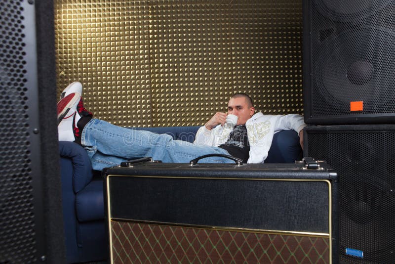 Man in recording studio stock photo. Image of equipment - 15950262