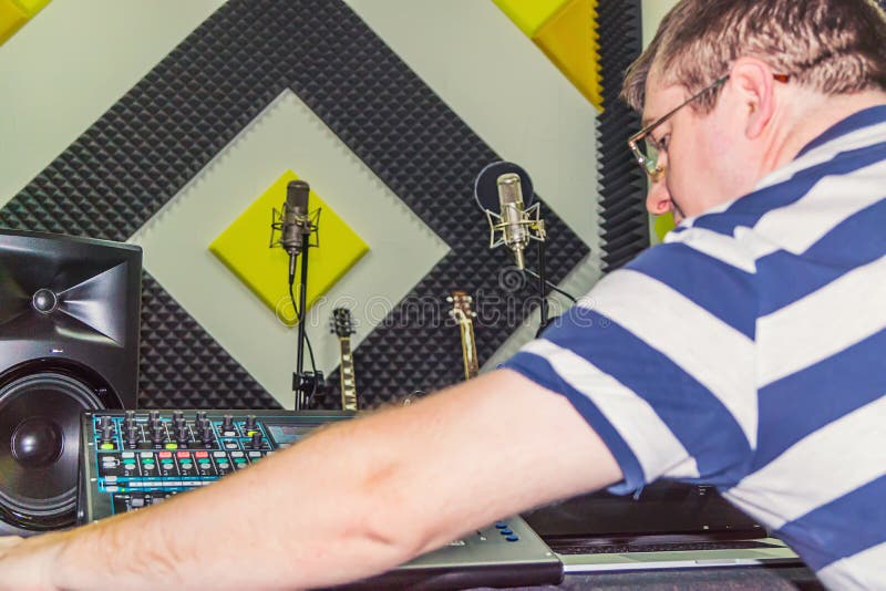 Man at recording studio stock image. Image of console - 141709475