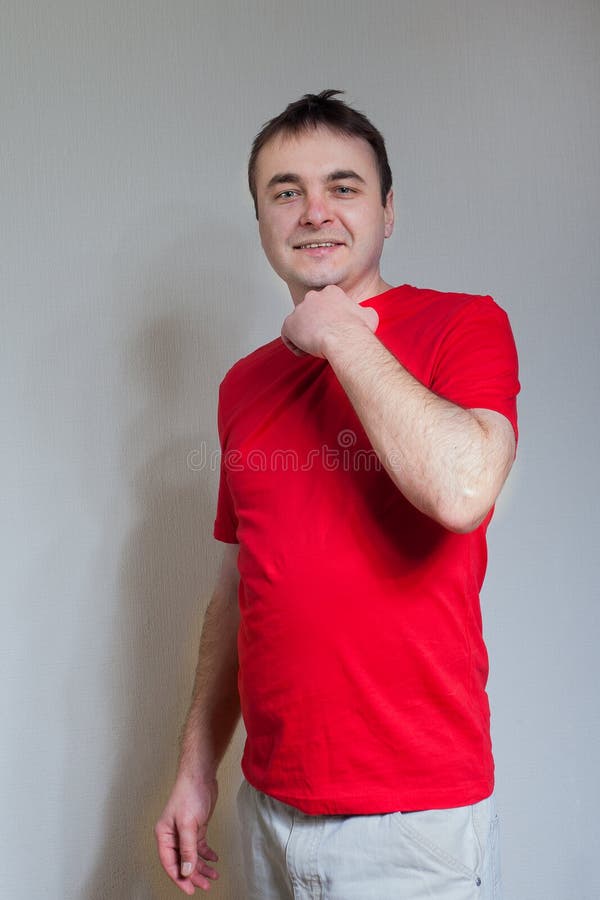 Man in red. stock image. Image of tshirt, adult, clothing - 29335227