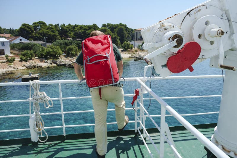 Man with red backpack. editorial photo. Image of travel - 100845926