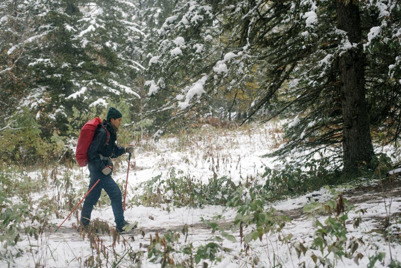 The Man with the Red Backpack Stock Photo - Image of health, activity ...