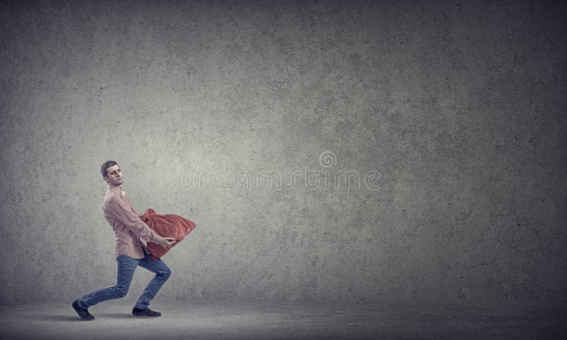 Man with red bag stock photo. Image of hold, sack, male - 48760774