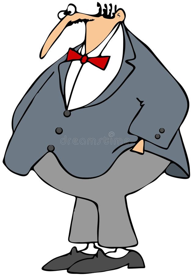 Man with a red bow tie stock illustration. Illustration of mustache ...