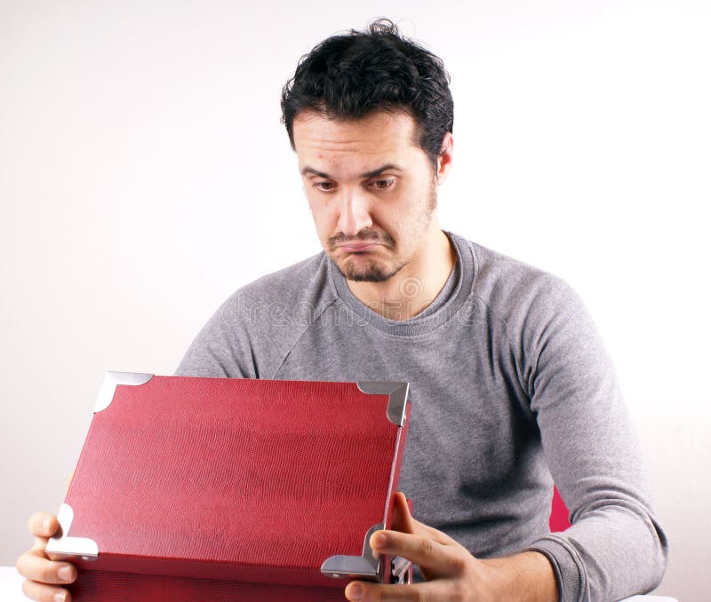 Man with red box stock photo. Image of people, happy - 49842248