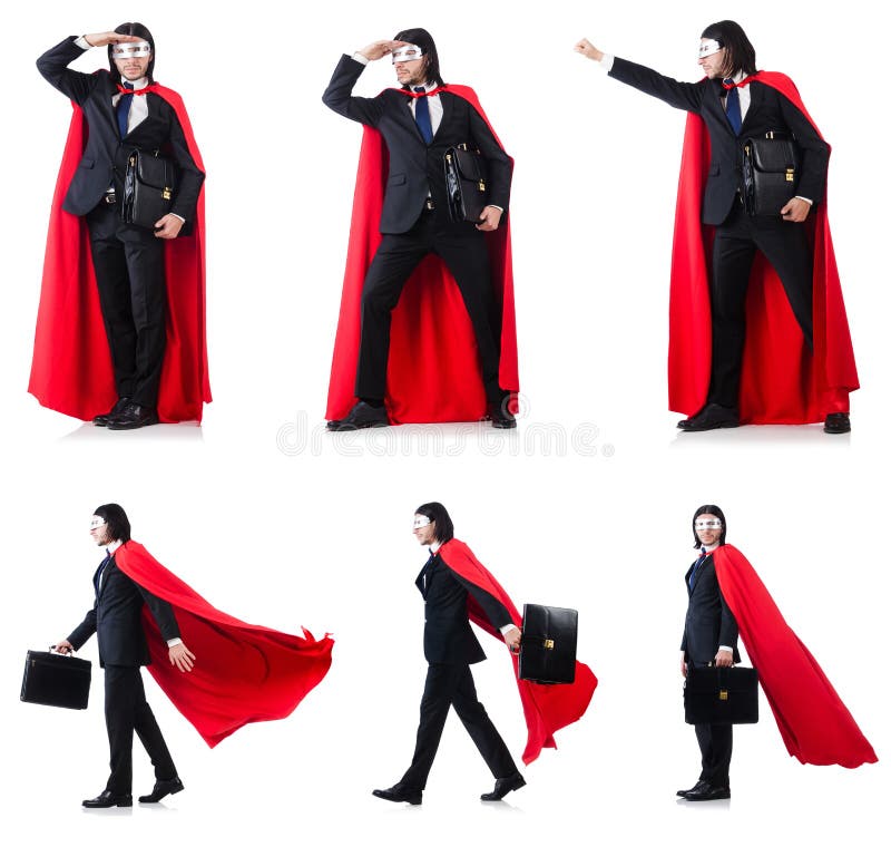 The Man in Red Cover Isolated on White Stock Photo - Image of defender ...