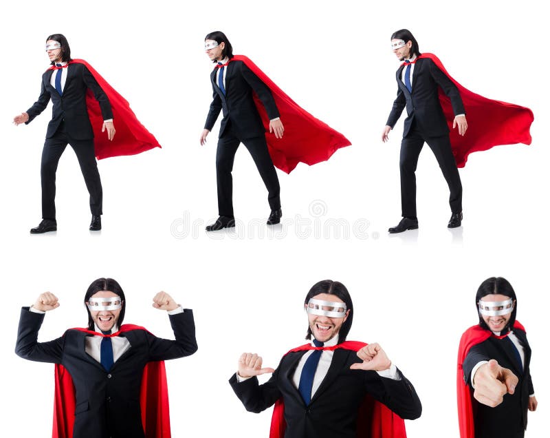 The Man in Red Cover Isolated on White Stock Photo - Image of montage ...