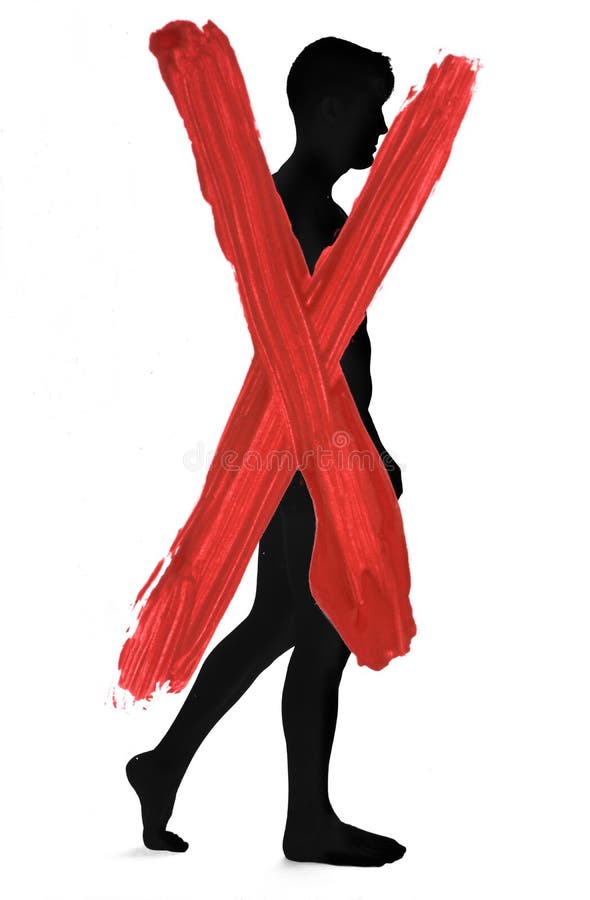 Man With Red Cross, Forbidden To Walk Stock Photo - Image of invalidate ...