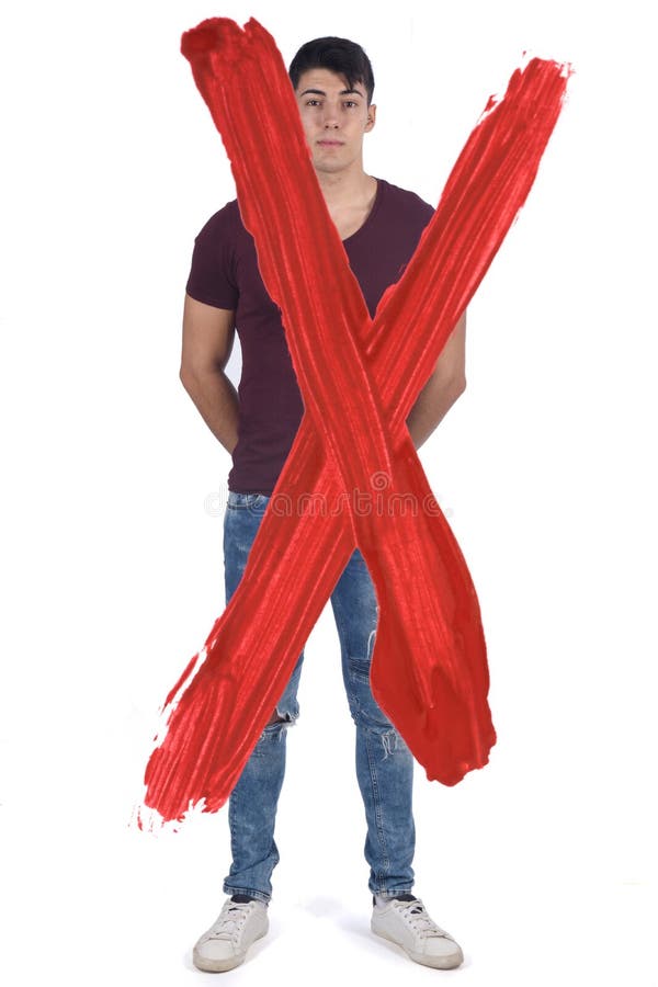 Man with red cross stock photo. Image of negative, disapproving - 156558070