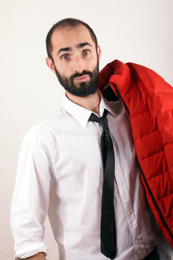 Man with red jacket stock image. Image of caucasian, clothing - 49848611