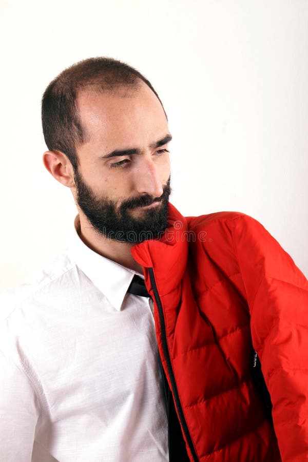 Man with red jacket stock photo. Image of isolated, style - 50218742