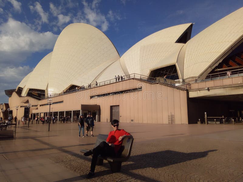 Man in Red Opera House Sydney Editorial Stock Image - Image of arch ...