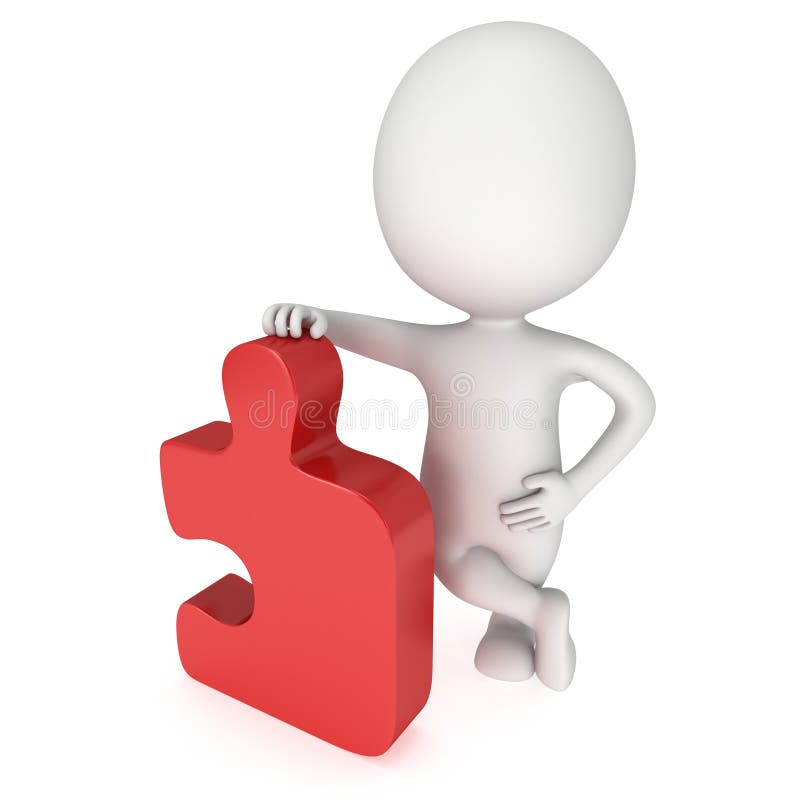 Man with red puzzle stock illustration. Illustration of person - 57970101