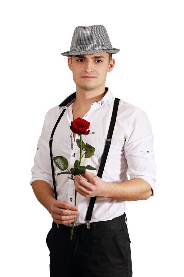 Man with red rose stock photo. Image of love, attractive - 86644748